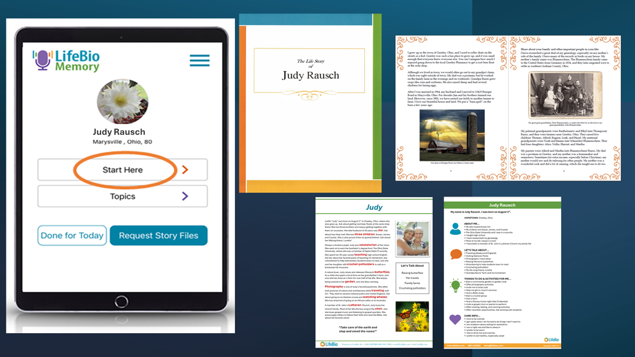 LifeBio Memory App + Life Story Book + Snapshot + Action Plan